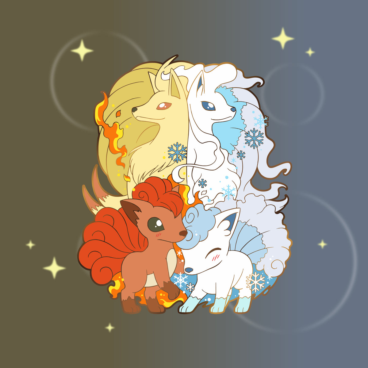 Vulpix Ninetails Pokemon Evolution Enamel Pin Shinnoyume