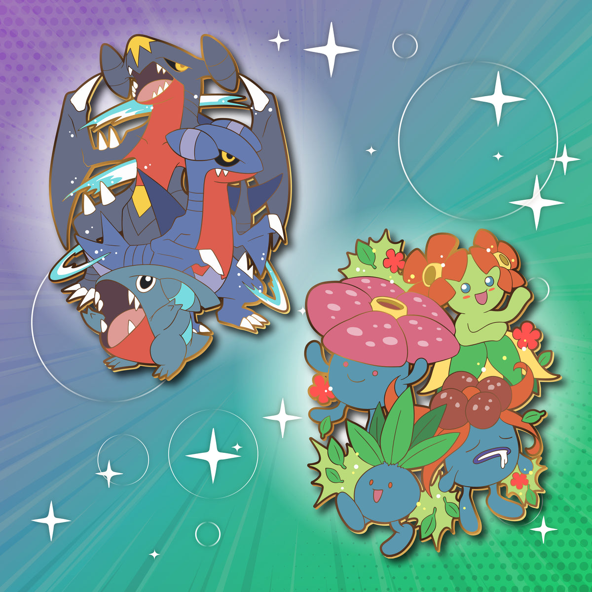 Gible : Garchomp - Pokemon Evolution Enamel Pin – Shinnoyume