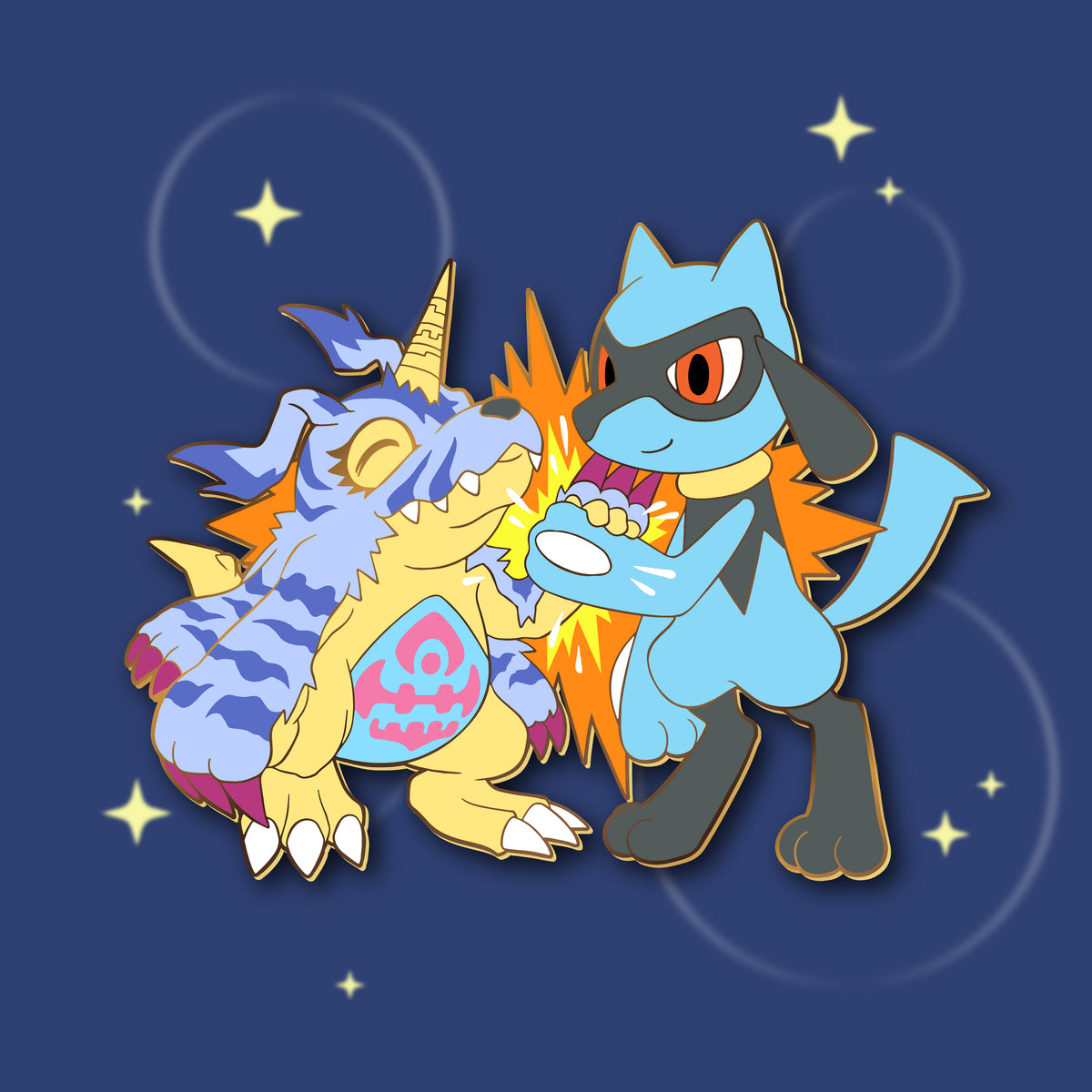 Wolf Bond! Riolu & Gabumon : Digimon-Pokemon Friendship Enamel Pin ...