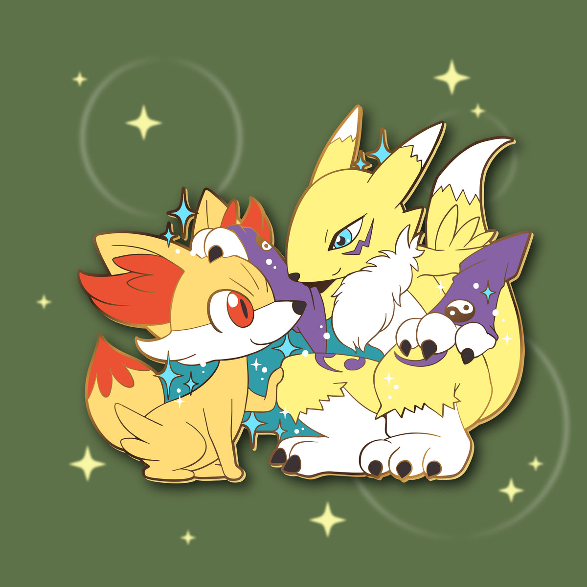 Fox Companions! Fennekin & Renamon : Digimon-Pokemon Friendship Enamel ...