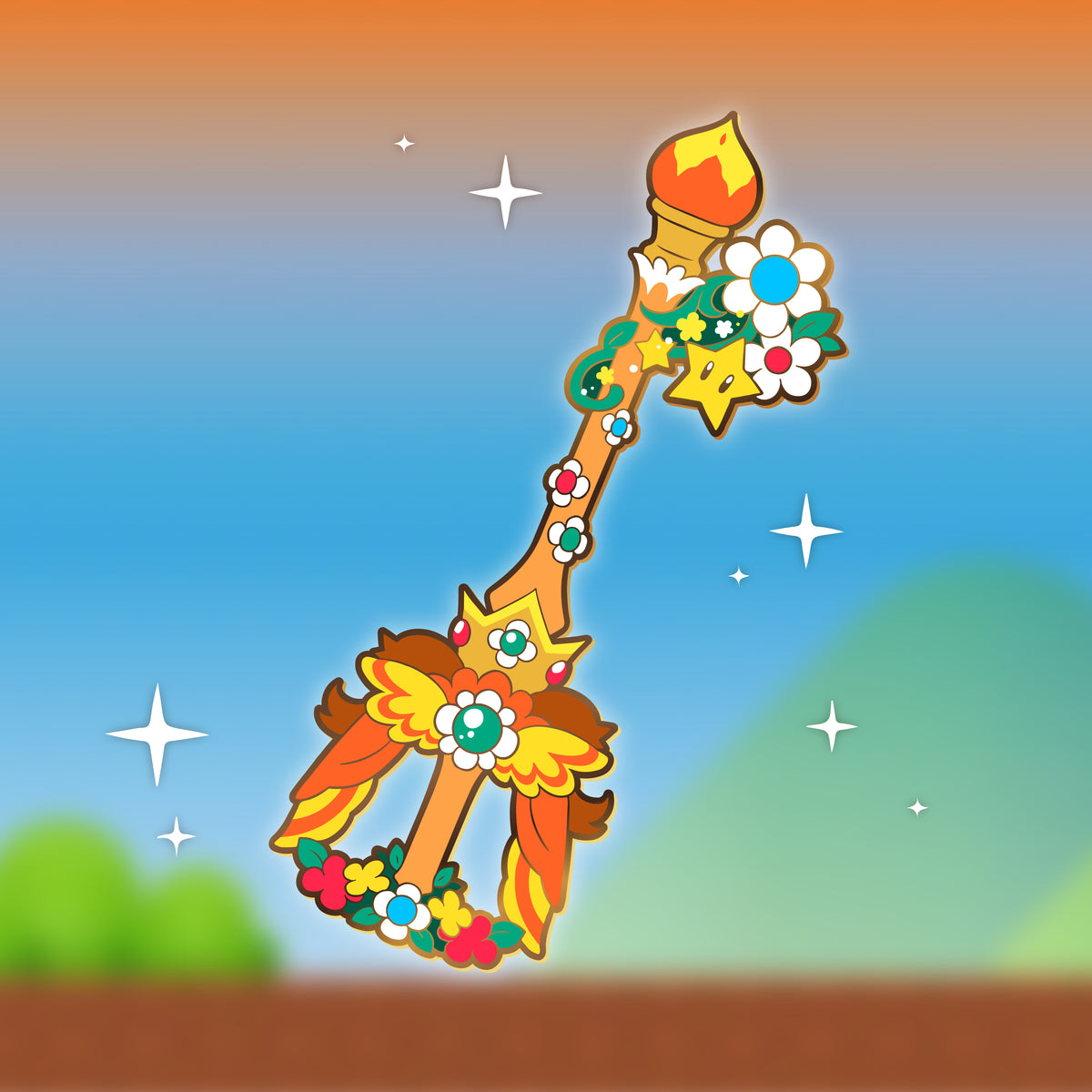 Princess Daisy Keyblade - Super Mario Keyblade Enamel Pin – Shinnoyume