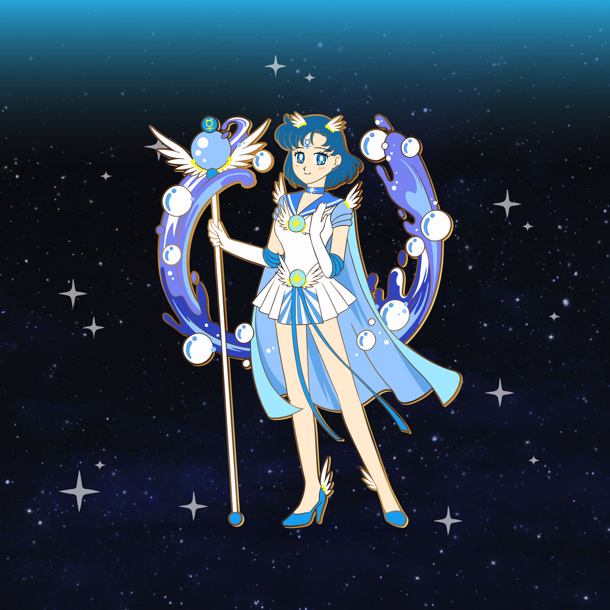 Cosmic Sailor Mercury - Cosmic Sailor Moon Full Body Enamel Pin ...
