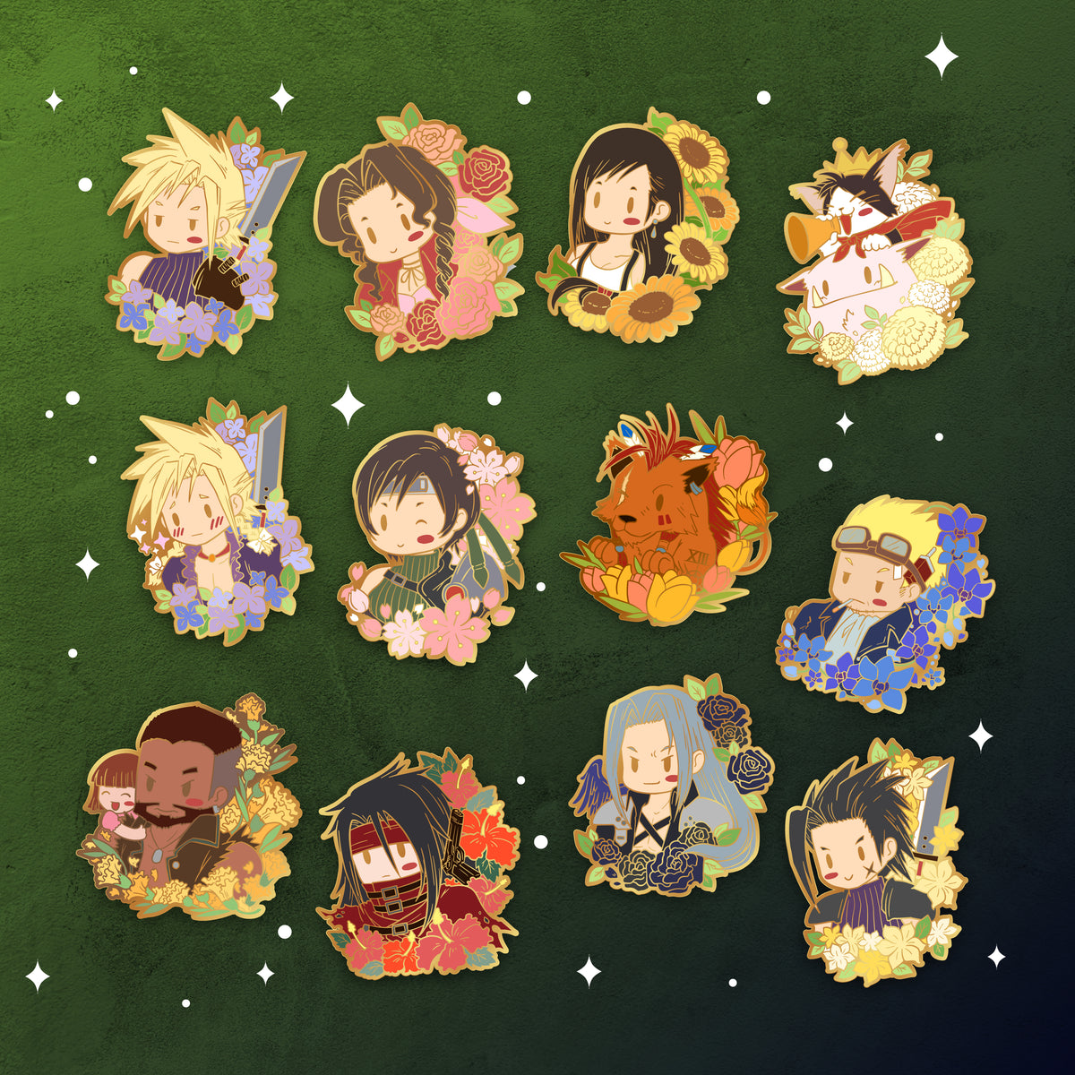 Final Fantasy 7 Floral Pins FULL SET Discount – Shinnoyume