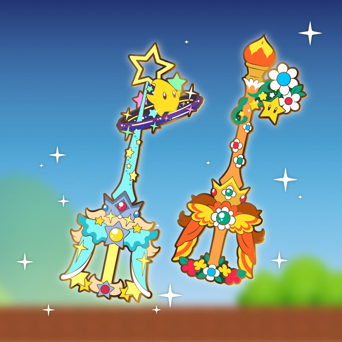 Princess Daisy Keyblade - Super Mario Keyblade Enamel Pin – Shinnoyume