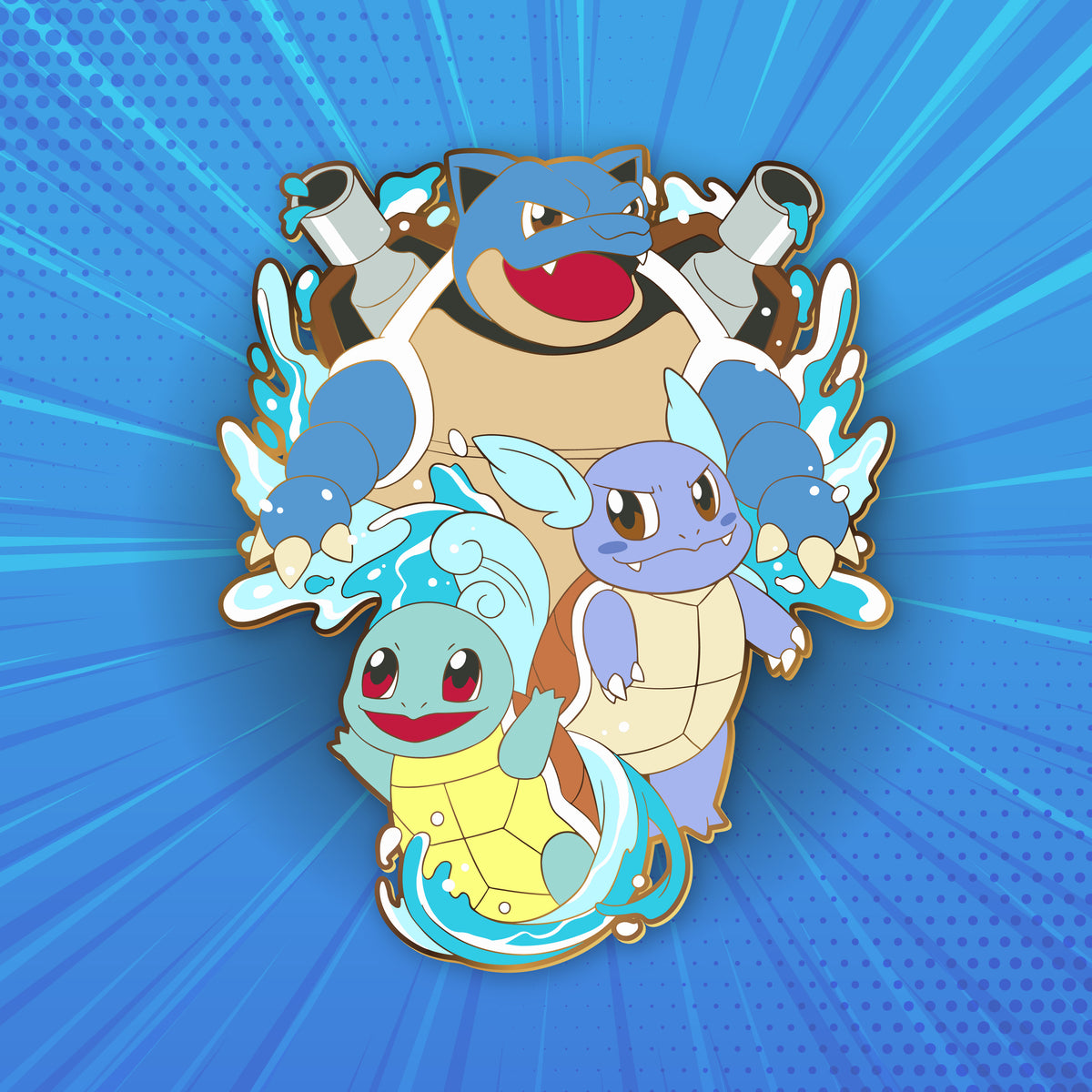 Squirtle : Blastoise - Pokemon Evolution Enamel Pin – Shinnoyume