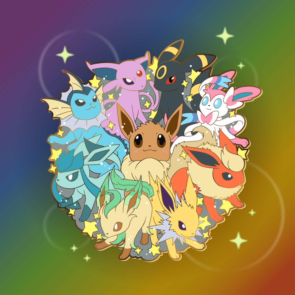 Eeveelution Rainbow - Pokemon Evolution Enamel Pin – Shinnoyume